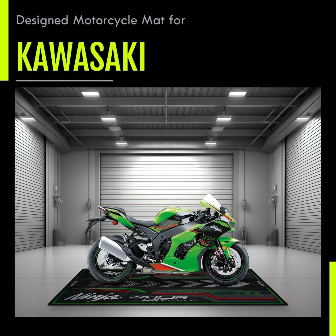 Kawasaki Motorcycle Pit Mat - Personalized Garage Floor Display Mat ...