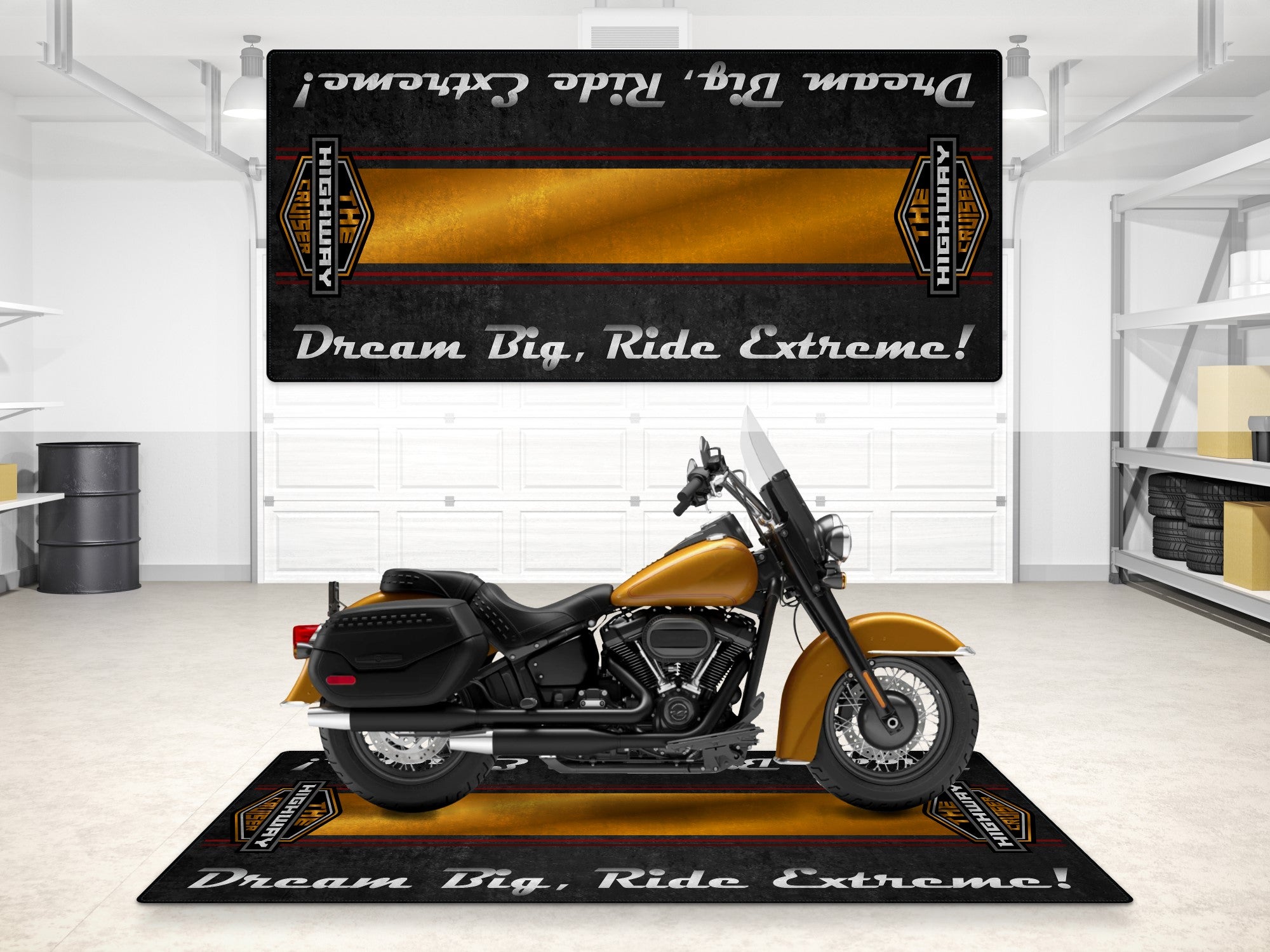 Designed Pit Mat for Harley Davidson Motorcycle (Dream Big, Ride Extre ...