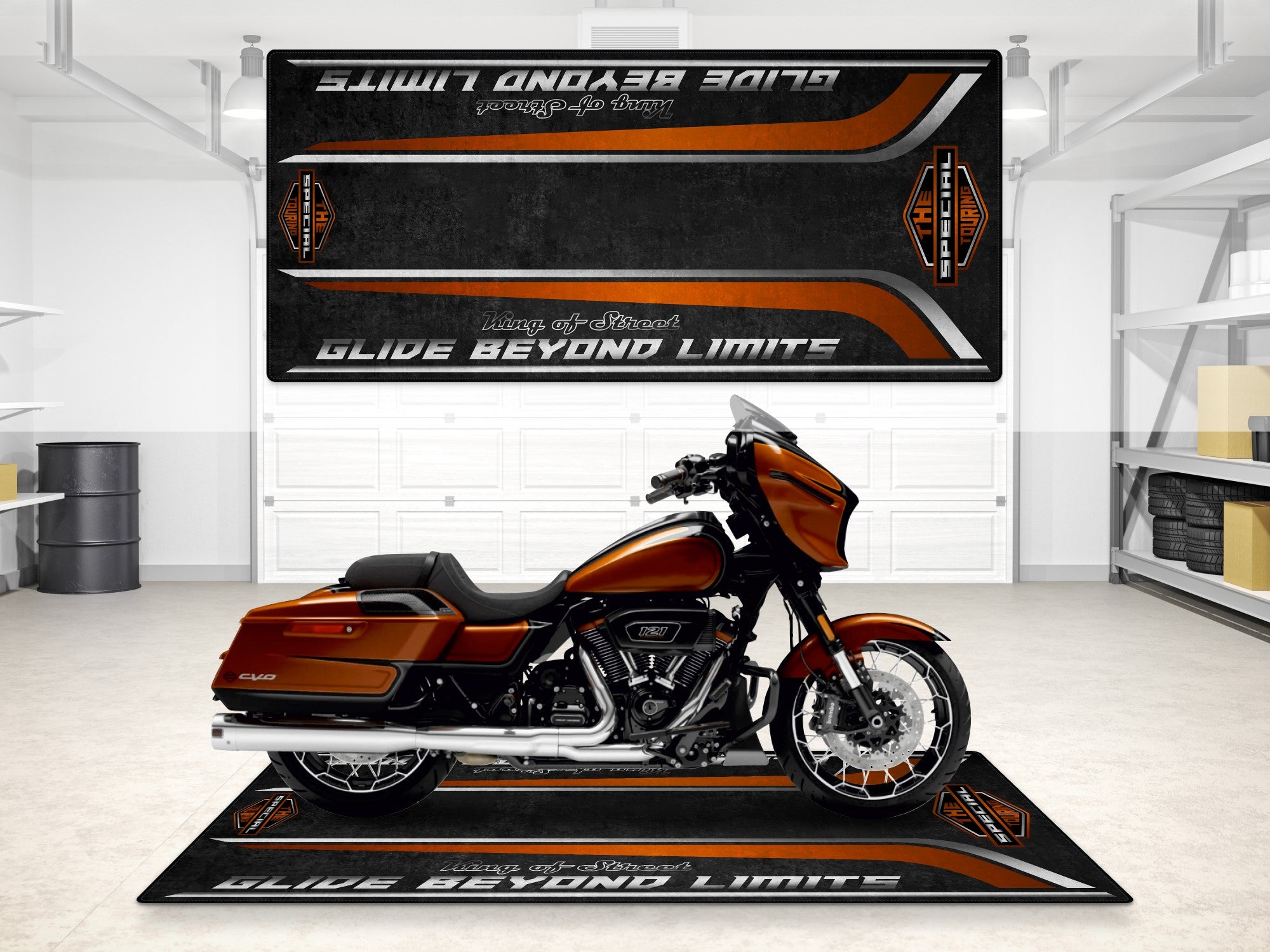 Designed Pit Mat for Harley Davidson Motorcycle (Glide Beyond Limits-K ...