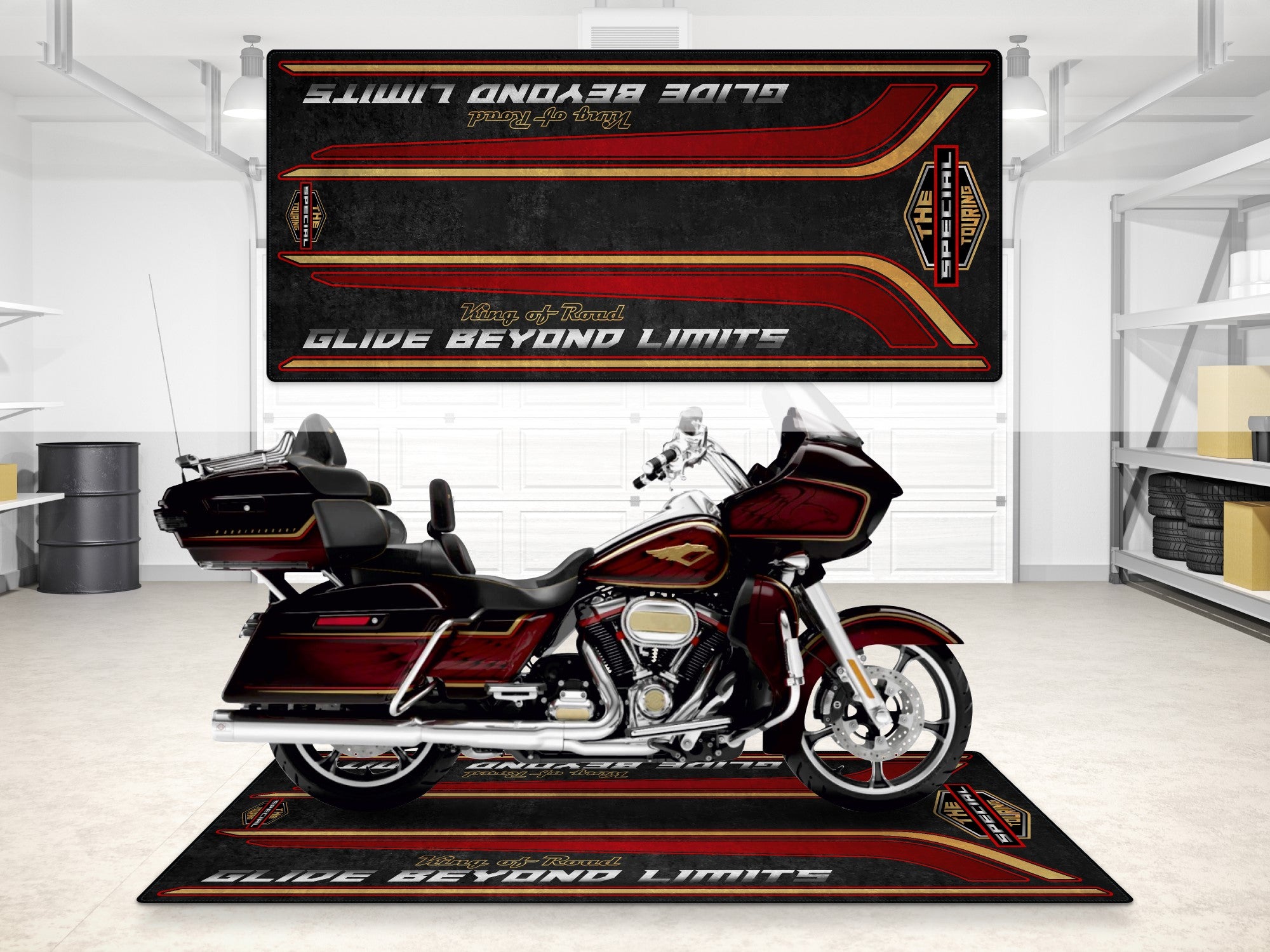 Designed Pit Mat for Harley Davidson King of Road Motorcycle (Glide Be ...